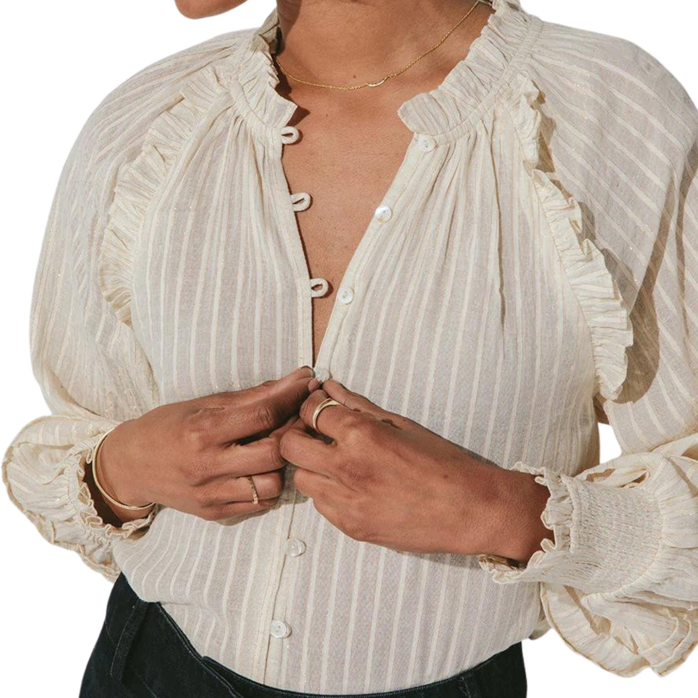 Cleobella Ari Button Front Blouse in Ivory - Georgia Kate